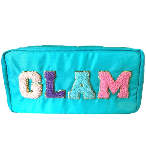 Bags | Nwt Glam Varsity Bag With Varsity Letters Makeup Bag Toiletry ...